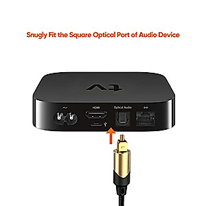 CableCreation 15 Feet Optical Audio Cable, Fiber Digital Optical SPDIF Toslink Cable with Metal Connectors for Home Theater, Sound Bar, DVD/CD Player, TV & More, Black&Gold / 4.5M