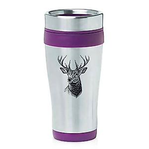 16oz Insulated Stainless Steel Travel Mug Coffee Mug Tumbler Deer (Purple)