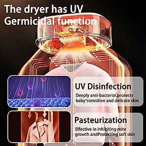 WUEURU Portable Mini Clothes Dryer, Travel Dryer Small Clothes Electric Dryer Machine Laundry Drying Clothes Laundry Dryer Hanging Clothes Dryer Electric, Foldable Dryers for Apartment Home Dorm RV