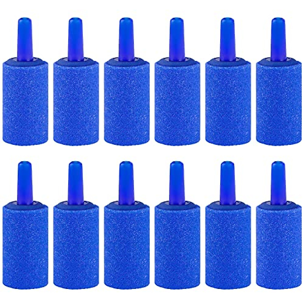 Pawfly Aquarium 1 Inch Air Stone Cylinder Blue Bubble Diffuser Release Tool for Nano Air Pumps Small Buckets and Fish Tanks, 12 Pack