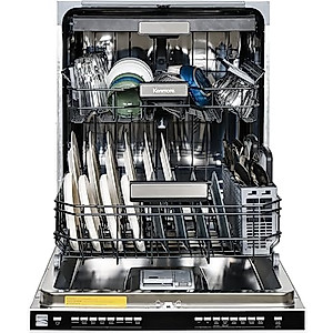 Kenmore 24" Built-In Stainless Steel Tub Dishwasher with EasyFlex 3rd Rack, SmartWash, UltraWash Plus, TurboDry, MoreSpace Adjustable Rack, Energy Star Certified, White