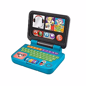 Fisher-Price Laugh & Learn Baby to Toddler Toy Let’S Connect Laptop Pretend Computer with Smart Stages for Ages 6+ Months