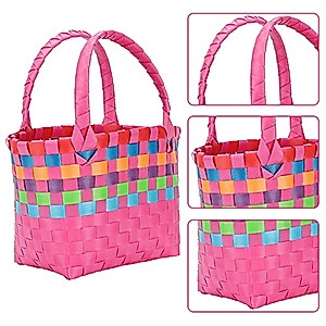 Cabilock Wicker Storage Basket Hand Woven Storage plastic shopping bag plastic baskets containers women beach bag Basket Beach Woven Baskets