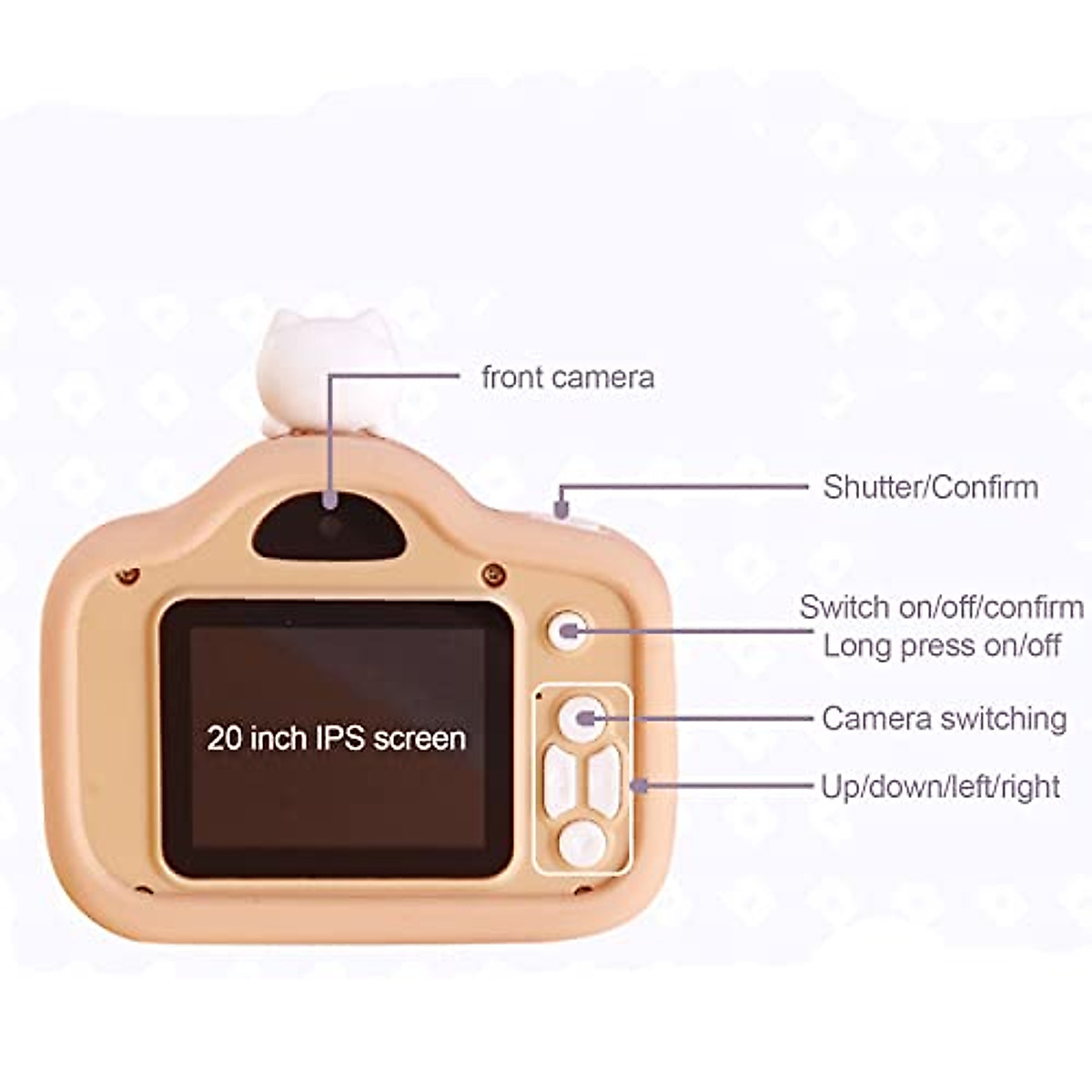 LebonYard Children's HD Front and Rear Double Shot 2000w Mini 2.0 Inch Video Camera Game Music Camera