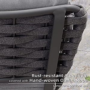 PURPLE LEAF Patio Conversation Set 4 Pieces Aluminum Frame Rope Outdoor Patio Furniture with Coffee Table, All-Weather Modern Deep Seating Sofa Set, Outdoor Patio Set with Cushions, Ascona