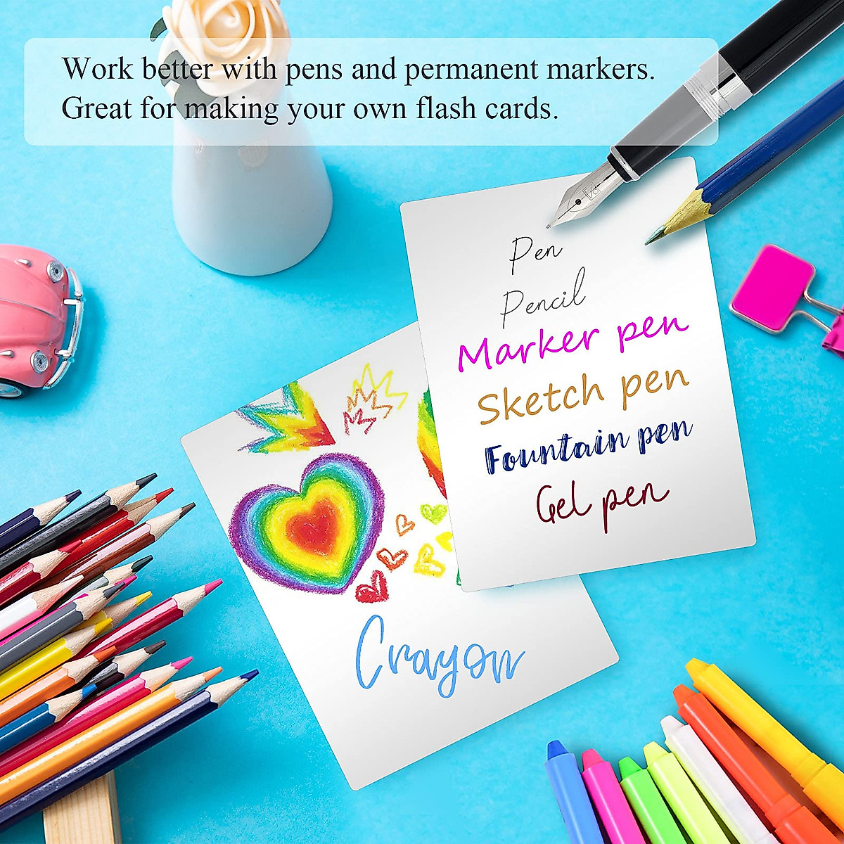 WJPC 110PCS Poker Size Blank Playing Cards, Index Flash Cards, Learning Cards For DIY Game Card Writing Drawing Painting