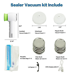 MINLUBAOLUO Handheld Vacuum Sealer For Food Storage, Electric Mason Jar Vacuum Sealer Kit