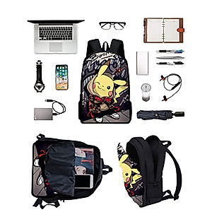 KIDZOY Anime Cartoon Backpack Set with Insulated Lunch Tote, Notebook, and Pencil Pouch - School Bookbag and Travel Bag for Kids, Teens, Men, and Women -School bag + pen bag