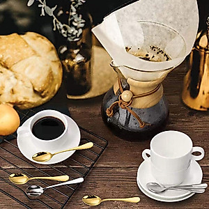 Wesdxc56 Demitasse Espresso Spoons, Mini Coffee Spoon, Stainless Steel Small Spoons for Dessert, Tea,Set of 6 (gold)