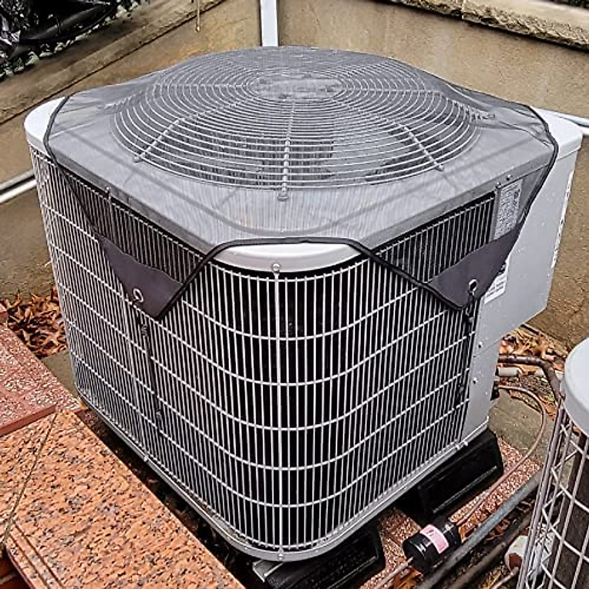 Air Conditioner Covers for Outside Units Central Ac Cover Leaf Guard Heavy Duty Mesh AC Defender for Outdoor Square Units, All Season Black (24 x 24 inch )