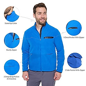 Dagacci Medical Uniform Unisex Warm Up Zip Front Fleece Scrub Jacket for Women and Men, Royal Blue, L