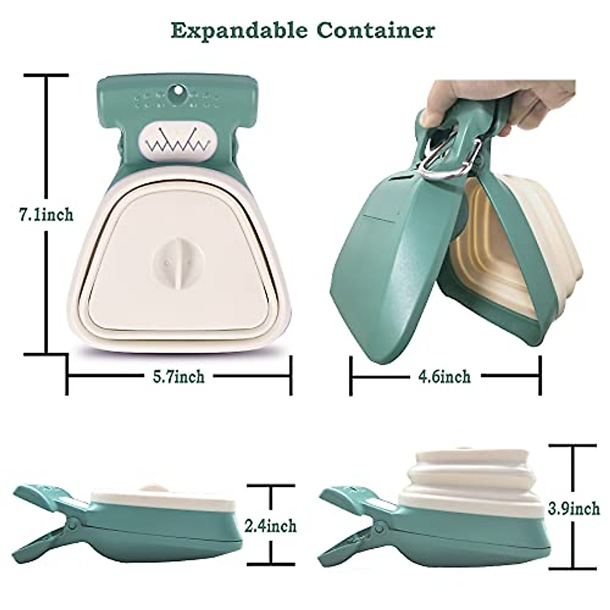 Jondarla Dog Pooper Scooper, Portable Poop Scooper Handheld Size for Walking Large and Small Dogs Outside Yard or Travel Outdoors, Pup Poop Scoop with Container and 30pcs Pet Waste Bag Attachment