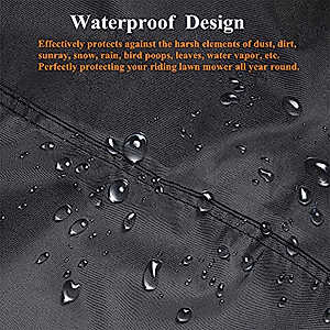 Riding Lawn Mower Cover, Heavy Duty 420D Oxford Outdoor Tractor Cover Waterproof UV Protection Lawn Mower Cover Fit Decks up to 54" with Drawstring and Storage Bag(72"L X 54"W X 46"H)