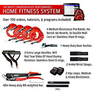 VPX Pro Fitness Home Gym 3.0 | 14pc Accessories | Adjustable Lifting System | Replaces Weight, Cable, & Machine Training with Suspension Resistance Power | Men & Women | Up to 220 lb of Resistant Max