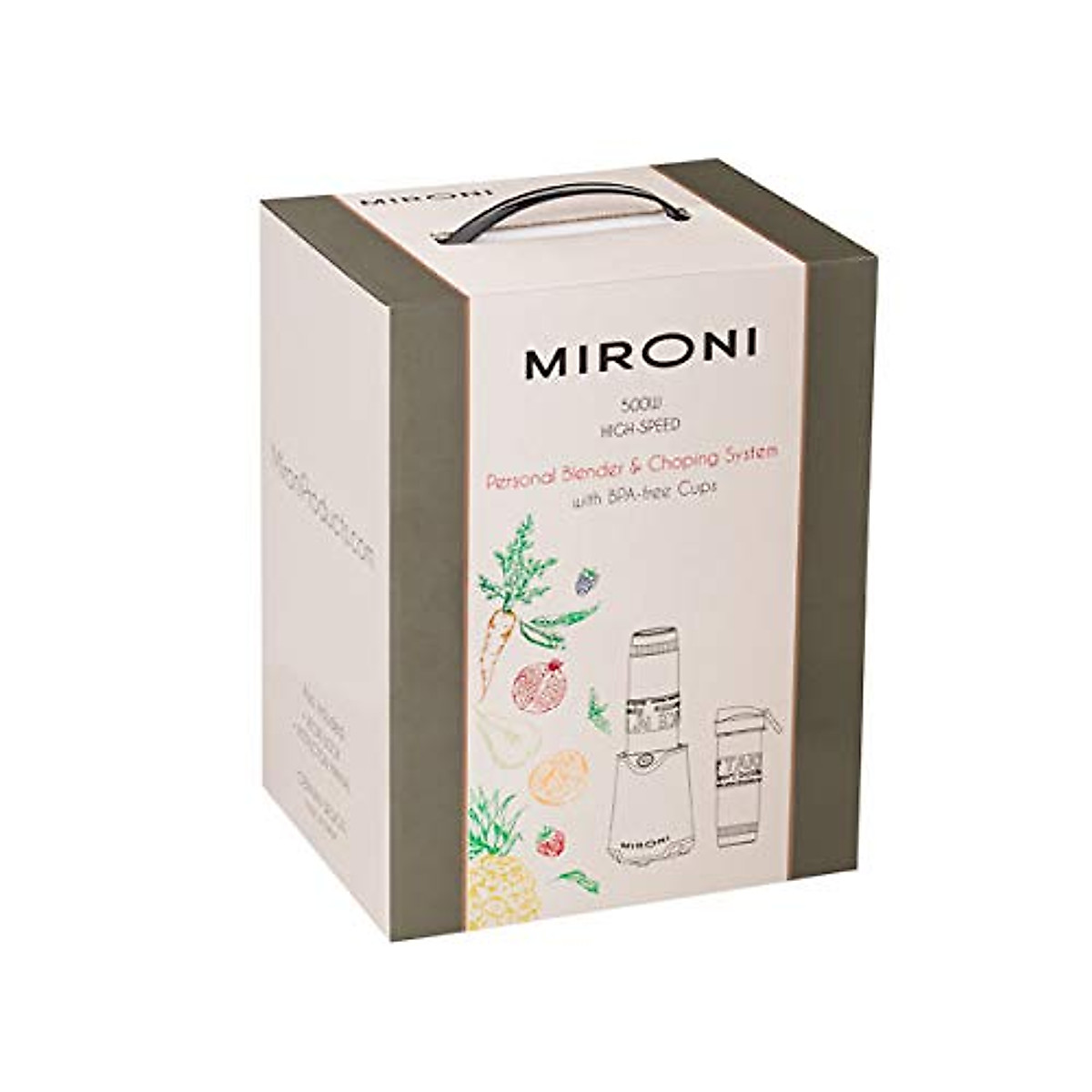 Mironi Personal Smoothie Blender 2-in-1 Single Serve Blender, Mini Bullet Blender 500W With 20 Ounce Tritan Sports Bottle and Grinder Cup for Juices, Shakes, Smoothies and More Stainless Steel