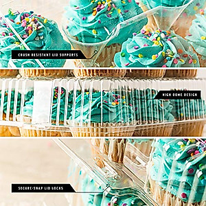 Royalux Cupcake Containers Plastic Disposable [12 Cavity x 24 Pack] - BPA Free Cupcake Boxes 12 - USA Made Cupcake Holder - High Dome Cupcake Container - Cupcake Holders Disposable Cupcake Carrier