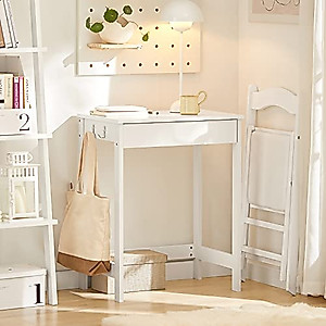 SoBuy White Desk with Drawers Small Desk Toddler Desk Mini Desk Computer Desk Workstation Writing Desk Children Teenagers Desk with Drawer and Hooks, White FWT43-W