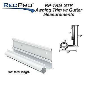 RecPro RV Awning Trim with Gutter | 92" Length | Aluminum | Made in USA (5 Trim Pieces, White)