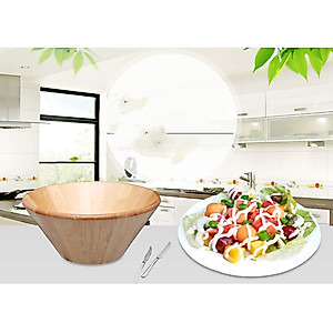 Hemoton Wooden Serving Bowl for Fruits or Salads 28cm Wooden Japanese Style Salad Bowl Rustic Wooden Bowl