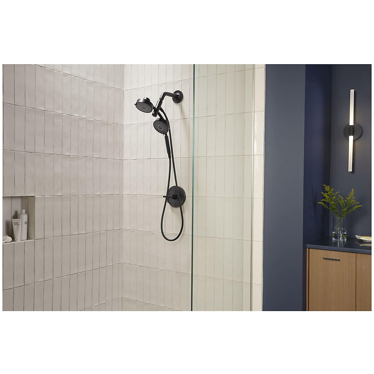 KOHLER 23219-BV Purist 2-in-1 Multi Function Shower Kit with SHOWERHEAD & HAND SHOWER, Full Coverage & Rotating Rail, Vibrant Brushed Bronze, 2.5 GPM