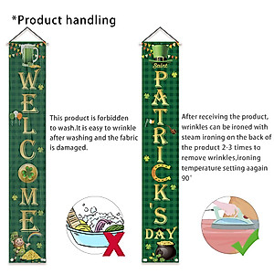 St. Patrick's Day Shamrock Porch Sign, Hanging Welcome Banner, St. Patrick's Day Decorations Outdoor Indoor, Home Party Hanging and Wall Decoration