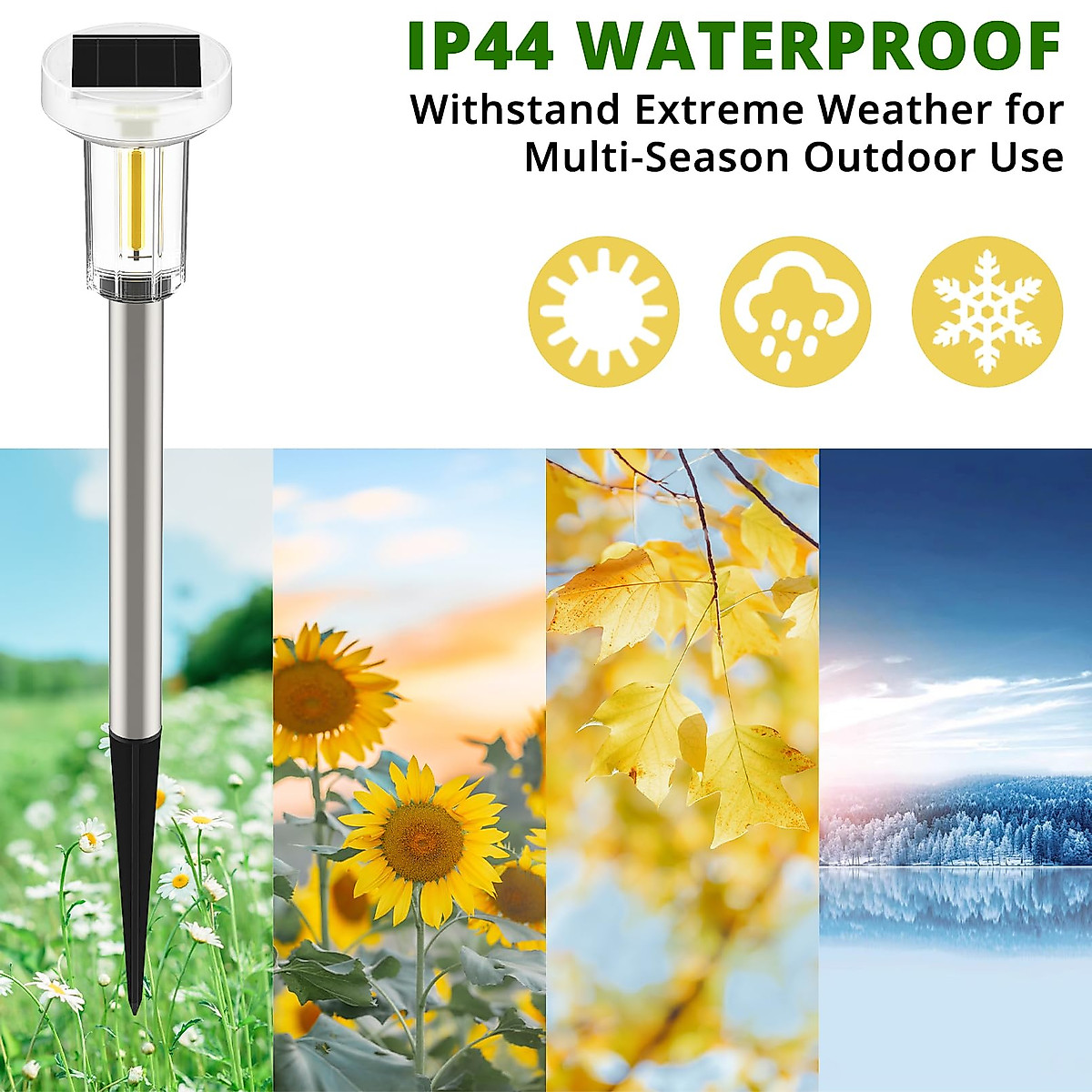 PEATOP Solar Outdoor Lights 10 Pack, Solar Powered Landscape Path Lights LED Solar Garden Lights IP67 Waterproof Lights Auto On/Off Lawn Lights for Walkway Yard Backyard Patio Driveway Decorative