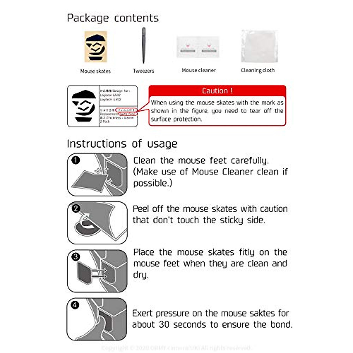 2 Sets of Hotline Games 3.0 Mouse Feet Skates Compatible with Logitech G Pro Wireless GPW Gaming Mouse Feet Replacement (0.8mm, Super Smooth Glide, PTFE) Professional Mice Upgrade