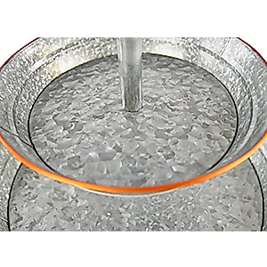 HOME-X Galvanized 3-Tier Stand, Rustic Home Decor, Farmhouse Kitchen Tray, Metal Fruit Stand and Dessert Stand, Tier Party Serving Tray, 17" D x 19 ½” H, Silver