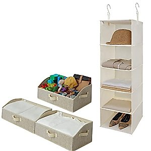 GRANNY SAYS Bundle of 3-Pack Trapezoid Storage Bins & 1-Pack Hanging Closet Organizer