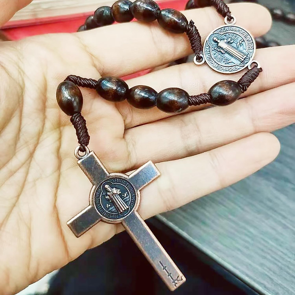 Bangtang Rosary Beads Catholic for Women, Wooden Cross Necklace for Men, Prayer Necklace Beads Rosary for Mother, First Communion Gift for Boy Girl Catholic