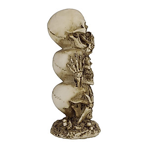 ITODA Human Head Skull Decor for Halloween Skeleton Prop Resin Spooky Statue Collectible Home Bar Table Figurine Garden Decoration for Graveyard Ghost Scary Xmas Sculpture