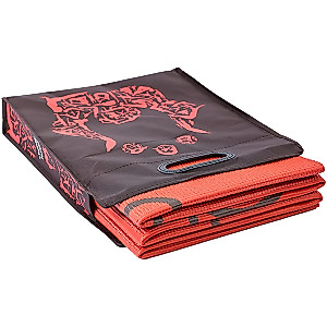 Natural Fitness ROAM 72" Folding Yoga Mat with Non-Slip Traction and Carry Bag to Protect and Keep Compact, 13 x 12.5 x 2.5, Red Rock