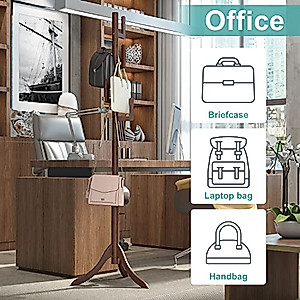 Vriccc Coat Rack Freestanding, Bamboo Cactus Coat Stand, Adjustable Height Wooden Coat Tree with 6 Hooks, kids coat rack, Used In The Bedroom Living Room, Office To Hang Clothes, Hats, Bags