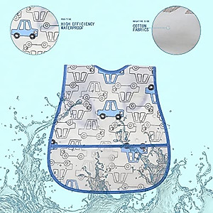 Baby Bib Baby Food Bib Toddler Bibs Baby Bibs Waterproof Baby Bib Infant with Snaps boys bibs for toddlers baby bibs toddler bibs plastic bibs bib with food catcher- 4pcs(Car Puppy Bear)