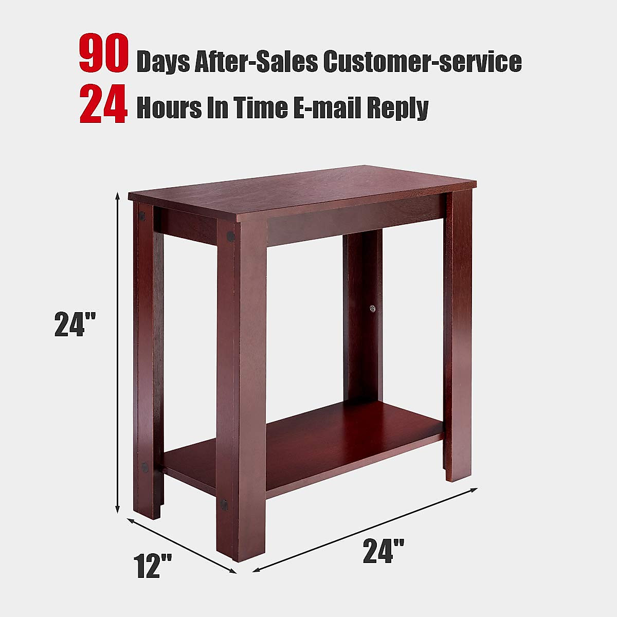 Giantex Narrow End Table, 2-Tier Side Table with Open Storage Shelf, Retro Wood Sofa Table Bedside Tables for Small Spaces, Slim Nightstand for Living Room, Bedroom, Easy Assembly, Mahogany