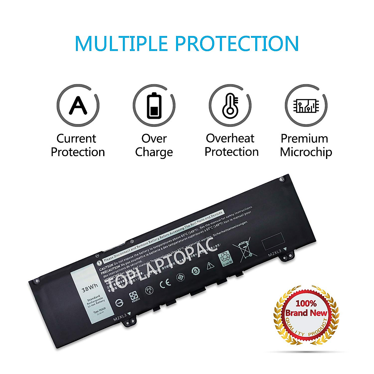 Eleskylaptop New 11.4V 38Wh F62G0 CHA01 RPJC3 Battery Compatible with Dell Vostro 5370 Inspiron 13 5370 7370 7373 Series