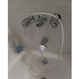 RMG Portable Hand Held Shower Sprayer for Bathtubs without Diverter - 42” Rubber Shower Hose and Sprayer - Convert Bathtub to Shower - Clamp to Secure Nozzle - Softer Rubber Connection