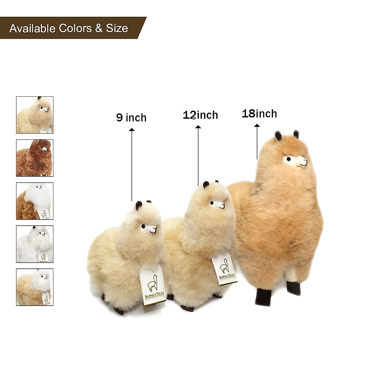 AlpacaNext Llama Stuffed Animal – 9 inch. Cute, Soft and Cuddly Alpaca Plush Toy Handcrafted on Real Alpaka Natural Fur (9 inches, Beige)