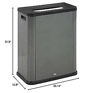 Rubbermaid Commercial Products Elevate Container, Three-Sided Decorative Metal Trash Can or Cover, 23 Gallon Landfill, Pearl Dark Gray, Indoor for Hotel Lobbies/Apartment Buildings/Washroom