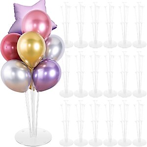 20 Sets Balloon Stands for Table Balloon Sticks with Base Clear Balloon Centerpiece Stand Balloon Holder for Birthday Graduation Baby Shower Wedding Christmas Wedding Anniversary Party