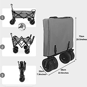 Suuim Collapsible Folding Wagon, Utility Carts Folding Wagon Multifunctional Foldable Camping Cart, 12 Bearing Universal Wheel Trolley, Seat Belt Design, 4