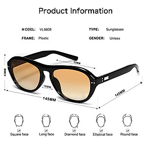 VANLINKER Retro Aviator Round Sunglasses for Women Men Trendy 90s Vintage Sun Glasses VL9808