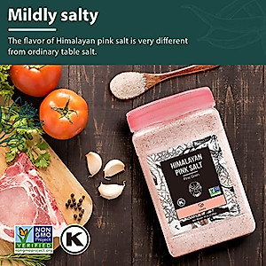 Soeos Himalayan Salt Fine Grain, 80oz (2.25kg), Non-GMO Himalayan Salt, Natural Pink Salt, Kosher Pink Sea Salt, Nutrient and Mineral Dense for Health, 5 Pound (Pack of 1)