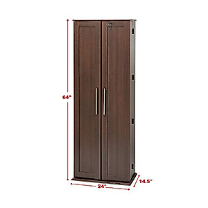 Espresso Grande Locking Media Storage Cabinet with Shaker Doors