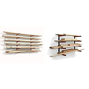 Bora Portamate Wood Organizer and Lumber Storage Metal Rack with 4-Level Wall Mount & Wood Organizer and Lumber Storage Metal Rack with 6-Level Wall Mount – Indoor and Outdoor Use, In Orange