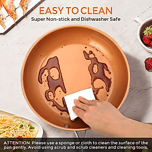 TUMIDY 8 Inch Frying Pan Nonstick Skillet with Ceramic Coating Oven Safe Stainless Steel Induction Fry Pan Include Silicone Spatula