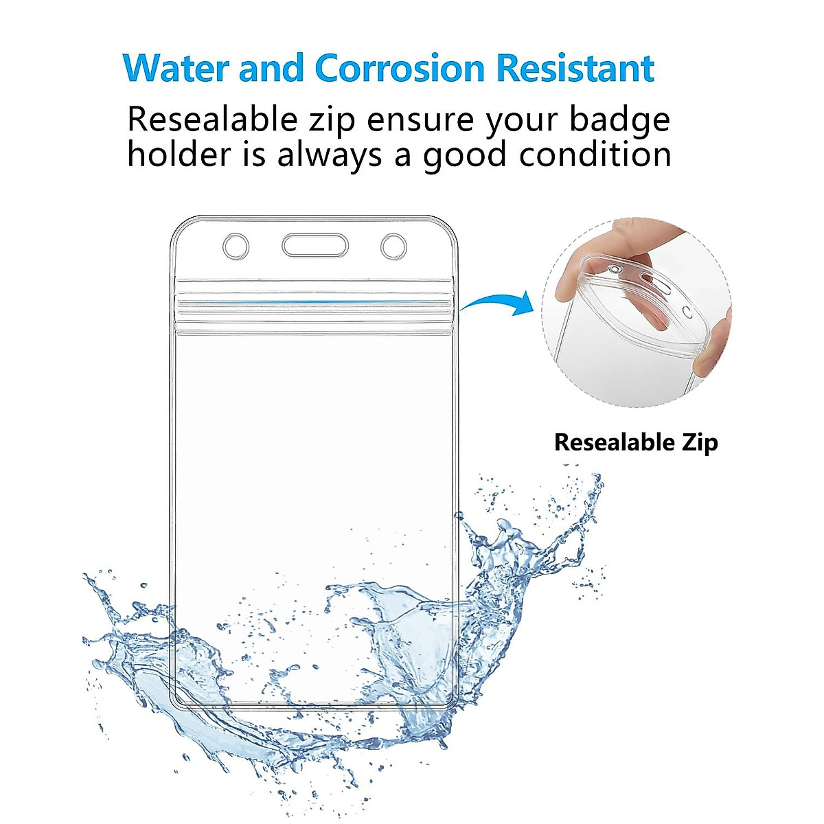 KTRIO 2 Pack Retractable Badge Holders, ID Badge Holders with Heavy Duty Carabiner Reel Clip, Vertical Style Clear ID Card Holders with 28 inches Kevlar Pull Cord