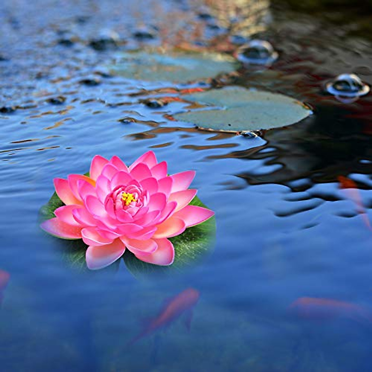 2pcs Artificial Floating Plant Water Lily Flower and Leave Pad Fish Landscape Decoration for Home Garden Pond Pool Aquarium