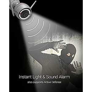 EZVIZ Security Camera Outdoor 1080P WiFi, Motion Alert with Strobe Light & Siren, IP66 Weatherproof, 100ft Night Vision, Two-Way Audio, Works with Alexa and Google(CTQ3W)