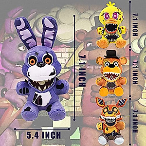 Sumincute Plushies, 4 Pcs FNAF Plushies, Five Nights at Freddy's Plush, FNAF Plushies Set, Freddy's Party Supplies Christmas Birthday Gift for Boys and Girls